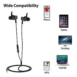 Avantree ME12 Sports Earbuds Wired with Microphone, Sweatproof Running Earphones with Earfin, Metal in Ear Headphones for Workout Exercise Gym, Compatible with iPhone Android Cell Phones PC