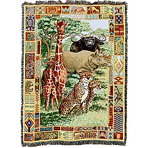 Pure Country Weavers African Plains Blanket by Parker Fulton - Gift Tapestry Throw Woven from Cotton - Made in The USA (72x54)