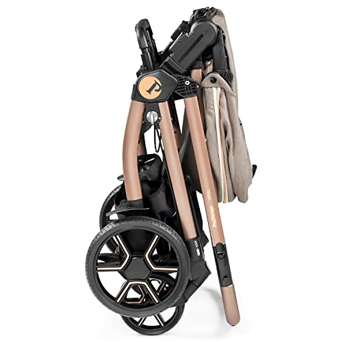 Ypsi – Compact Single to Double Stroller – Compatible with All Primo Viaggio Infant Car Seats & Ypsi Bassinets - Made in Italy - Mon Amour (Beige, Pink, & Rose Gold)