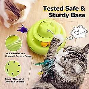 CATISM Cat Toys 4-in-1 Interactive Cat Toy for Indoor Cats,Electronic Automatic Cat Pointer Toys, Cat Feather Toys Track Balls Kitten Toys, Indoor Exercise Cat Wand Toy Green