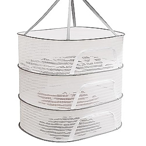 KUYYFDS Drying Racks, Herb Drying Rack 3 Layer Hanging Mesh Drying Net Collapsible Drying Rack with Zipper Opening for Plants, Buds, Fruits, Flowers, Vegetables, Cloth