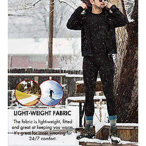 LAPASA Men's 100% Merino Wool Base Layer Set Lightweight Thermal Underwear Activewear Long John Top Bottom M31 Large 1. Lightweight Black 1 Set