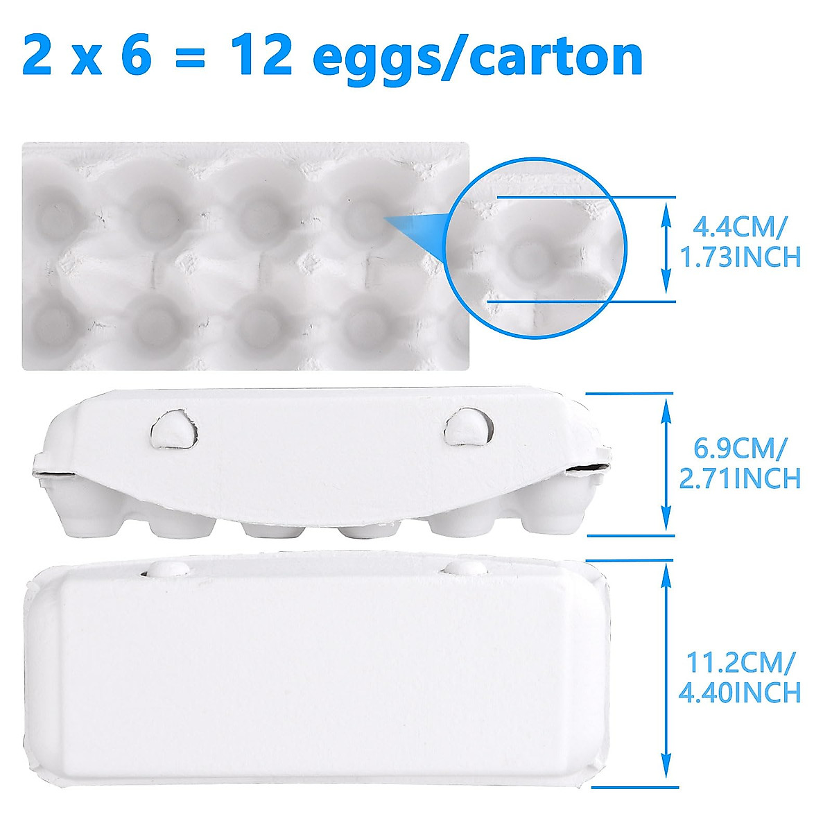 LOEQIAN 30 Pack 12 Count White Pulp Egg Cartons, Blank Cardboard Egg Cartons with 100 Egg Labels, One Dozen Egg Holder Container Organizer for Home, Kitchen, Farmhouse, Sturdy & Reusable