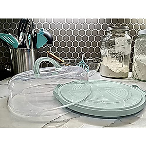 Top Shelf Elements Pie, Cake, Cheesecake Carrier for up to 10 in x 4 1/2 in cake. Two Sided Fashionable Stand Doubles as Five Section Serving Tray Perfect Taker Caddie for Travel (Green)