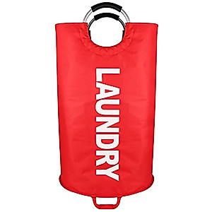 Neatkeep Extra Large Laundry Bags for Heavy-Duty Use with Aluminum Handles, Collapsible Fabric Laundry Basket, Foldable Clothes Bag, (Red)