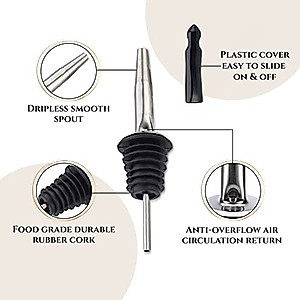 MosJos Oil Bottle for Kitchen (Set of 2) 17oz Round Glass Olive Oil Dispenser with Stainless Steel Spout - Cooking Oil Pourer Dishwasher-friendly