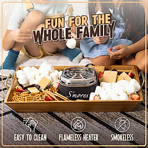 Nostalgia Tabletop Indoor Electric S'mores Maker - Smores Kit With Marshmallow Roasting Sticks and 4 Trays for Graham Crackers, Chocolate, and Marshmallows - Movie Night Supplies - Black
