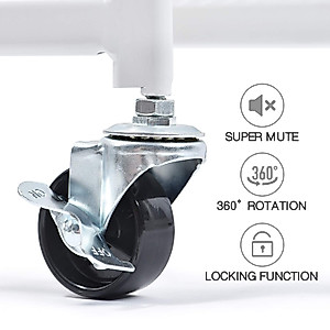 KINGRACK 3-Tier Rolling Cart, Metal Utility Cart with Pegboard, Utility Rolling Storage Carts with Wheels, Craft Storage Trolley with Handle for Kitchen Office Classroom, Classic White