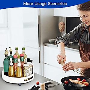 DIHUMK Lazy Susan Organizer Turntable for Kitchen Cabinet Pantry Bathroom or Countertop with Large Spice Rack Steel (12 Inch, White)