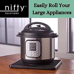 Nifty Medium & Large Appliance Rolling Tray – Black, Home Kitchen Counter Organizer, Integrated Rolling System, Non-Slip Pad Top for Coffee Maker, Stand Mixer, Blender, Toaster