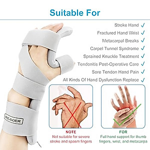 REAQER Stroke Resting Hand Splint Bendable Night Immobilizer Muscle Atrophy Hemiplegia Rehabilitation Straighten Your Fingers Hand, Wrist (Left)