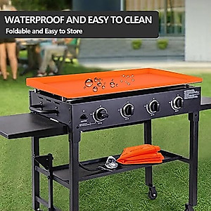 Silicone Griddle Mat 28" for Blackstone Grill, Food Grade Silicone Griddle Protective Mat Cover,Heavy Duty/Non Stick/Reusable Silicone Grill Cover, Protect Your Grill (orange-28inch)