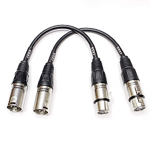 CESS-007 XLR3M to XLR5F DMX512 Adaptor Cable - 3-Pin Male XLR to 5-Pin Female XLR DMX Turnaround - 2 Pack