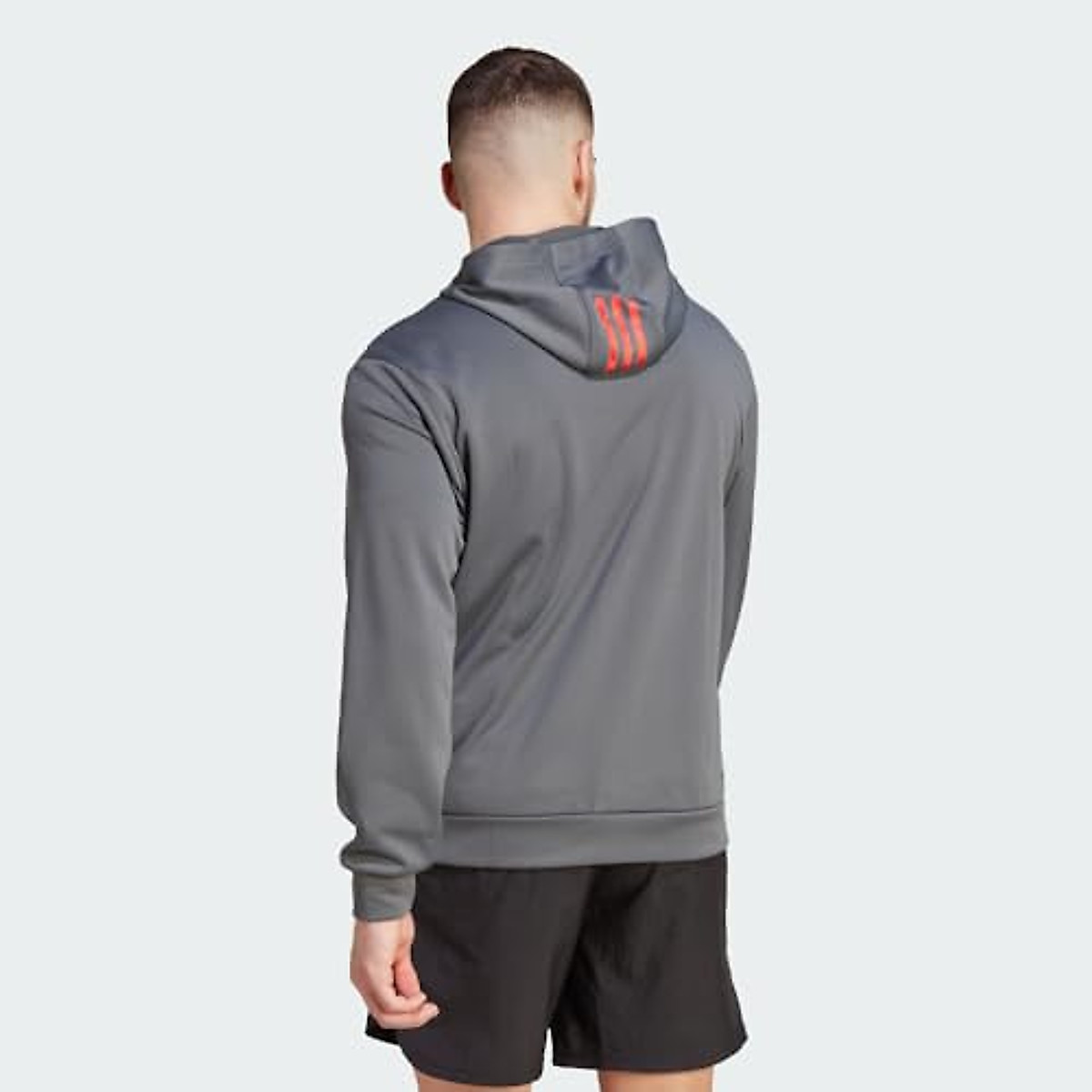 adidas Men's Training Essentials Seasonal Woven Full-Zip Jacket, Grey/Better Scarlet, Large
