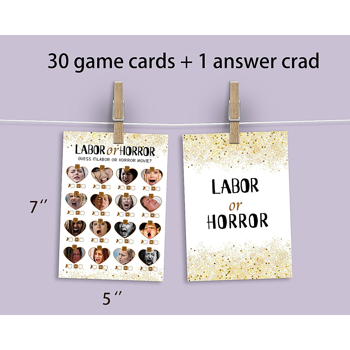 Muruseni Labor or Horror Baby Shower Game-31 Cards(Including Answers),Gender Reveal Party,for Mom, Dad, Kids, Women, Men, Gender Neutral Unisex Set