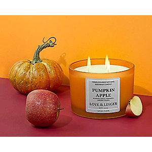 Pumpkin Apple Candle | Fall Candles | Luxury Soy & Beeswax Candles for Home | 16 oz. Large Jar 3 Wick Candle | Thanksgiving Candle | Fall Scented Candle | Autumn Candles