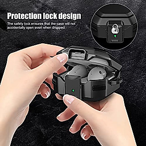 leChivée for Samsung Galaxy Buds2 Pro Case Buds Pro Case Buds 2 Case Galaxy Buds Live Case with Security Lock Heavy Duty Shockproof Protective Case Cover with Carabiner for Samsung Earbuds Case