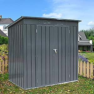 6' x 4' Outdoor Storage Shed, Metal Garden Shed, Backyard Storage Shed with Double Lockable Doors,can be Used as Bike shed, Trash can shed, Tool shed,pet shed,Black