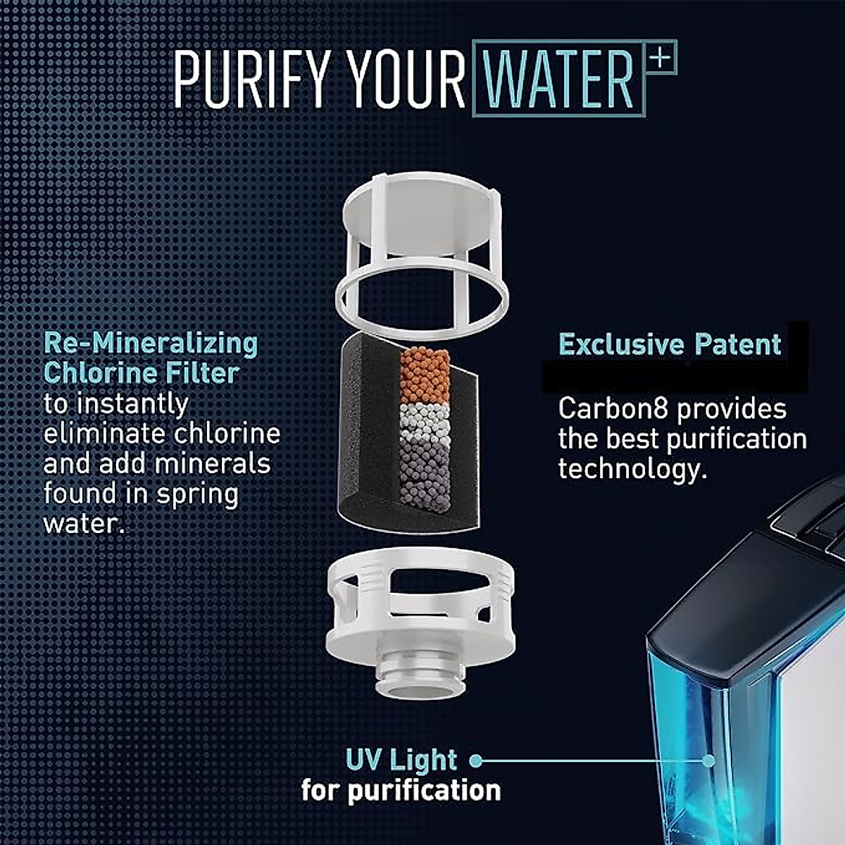 Carbon8 Sparkling Water Maker Machine - Home Soda Streaming Machine, Screw-In CO2 Carbonator, Countertop Water Mineralizer, Seltzer Soda Maker Machine Dispenser - CO2 Cylinder Not Included - Black