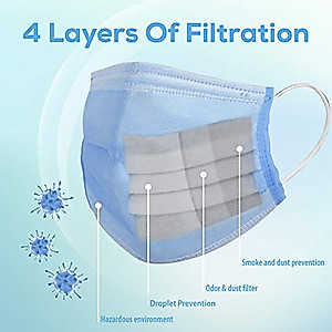 Kenko Disposable 4-Ply Face Masks, Breathable & Comfortable Filter Safety Mask, Protection Mask for Dust Air Pollution (50, BLUE)