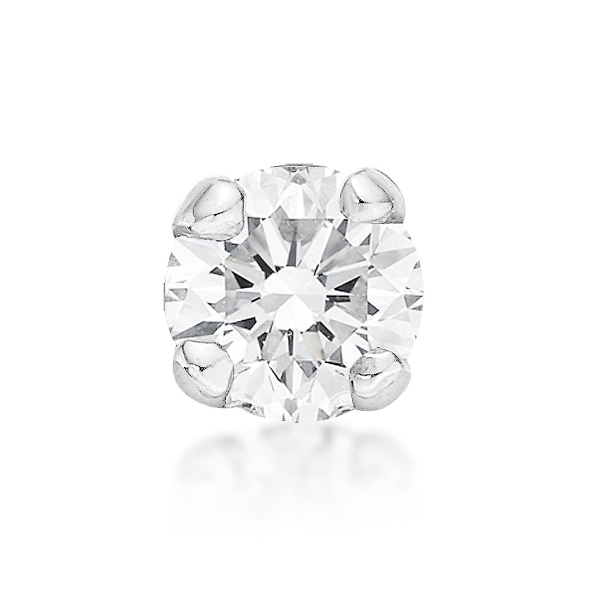 Lavari Jewelers 22 Gauge Straight Bone Stud Nose Ring in 14k White Gold with 2 mm Cubic Zirconia