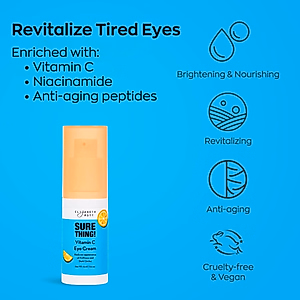 Elizabeth Mott Sure Thing Vitamin C Eye Cream – Hydrating, Brightening, Anti-Aging Eye Repair Treatment for Dark Circles & Puffiness – Vegan, Fragrance-Free, Cruelty-Free Skincare – 15ml (0.5oz)