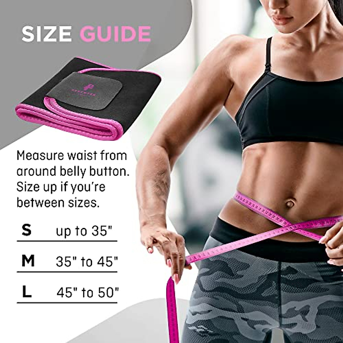 Perfotek Waist Trimmer Belt for Women Waist Trainer Sauna Belt Tummy Toner Low Back and Lumbar Support with Sauna Suit Effect (Large Pink)