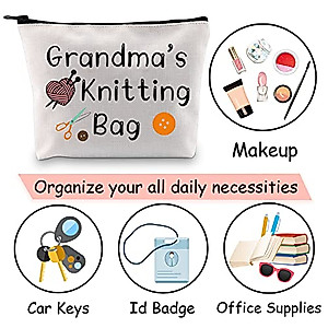 JXGZSO Knitting Project Bag Crochet Makeup Bag Grandma's Knitting Bag Knitting Cosmetic bag Grandma Birthday Gift