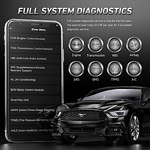 ThinkDriver Bluetooth Code Reader - Professional Full System Automotive Scan Tool OBD2 Scanner, Diagnostic Tool Car Check Engine with 15 Reset Functions ABS SAS for iOS Android Pad