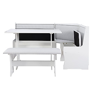Linon Sanford Wood Storage Nook Dining Set in White and Gray