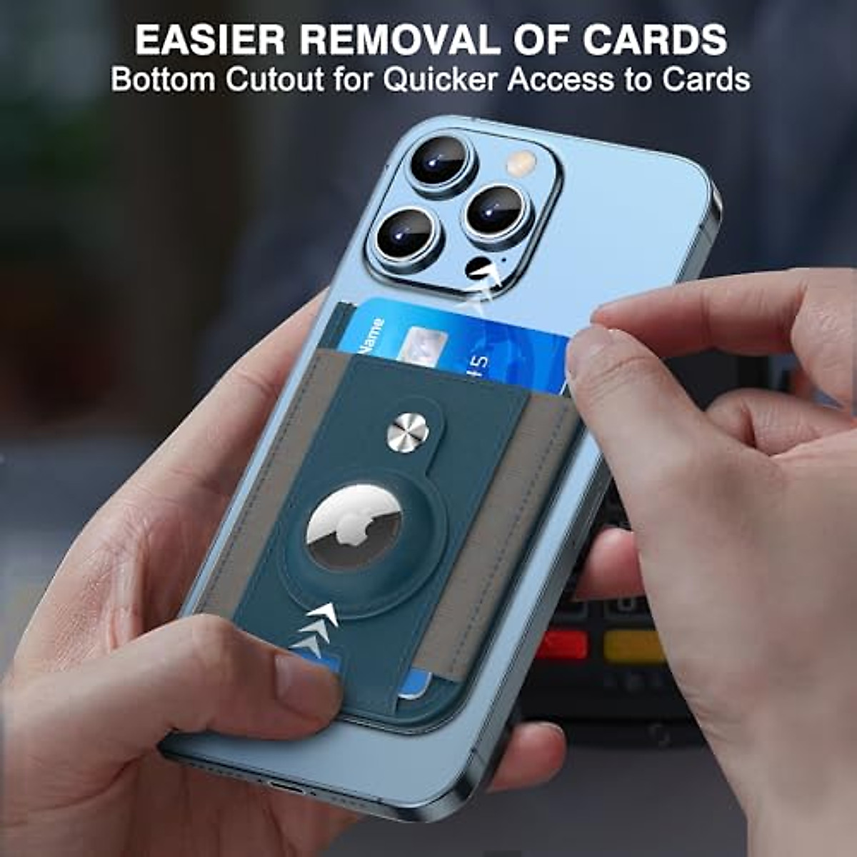 KPNEOL Magsafe Wallet with Airtag Holder, Magnetic Bifold for Men, Fits 7 Cards, Mag Wallet for iPhone 15/14/13/12 Series, Blue