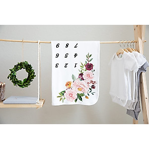 Lunamio Baby Monthly Milestone Blanket for Baby Girl, Baby Milestone Monthly Blanket Girl, Baby Milestone Blanket Girl, Newborn Month Blanket for Baby Girl, Monthly Baby Milestone Blanket, 50X40