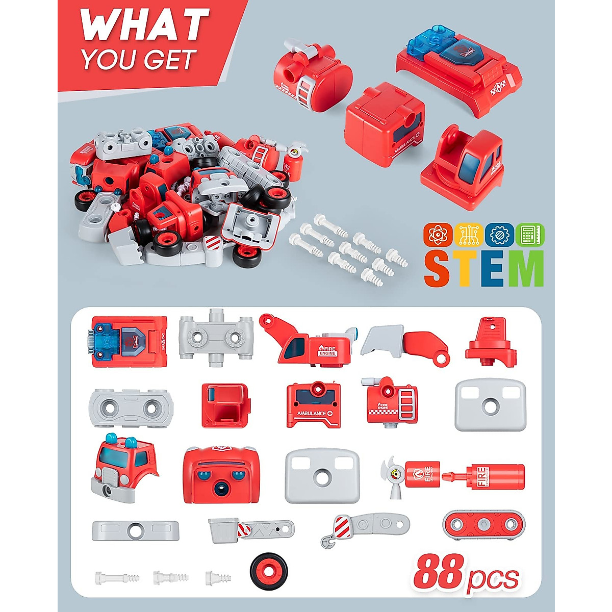 BROADREAM Toys for 3 4 5 6 7 8 Years Old Boys, Take Apart Robot Construction Vehicles Transform Robot Toys Cars for Kids, Birthday Trucks Gifts Toys for Toddlers, 5 in 1