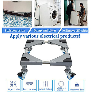 Multi-Functional Furniture Dolly Roller Base Adjustable Movable Base Refrigerator Stand for Washing Machine Refrigerator and Dryer (8 Rounds of Lifting)