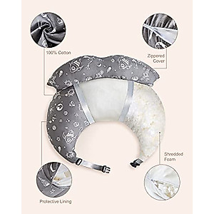 Insugar Nursing Pillow for Breastfeeding, Plus Size Shredded Memory Foam Breastfeeding Pillows for Mom and Baby, More Support with Fence Protection, Adjustable Waist Strap, Removable Cotton Cover