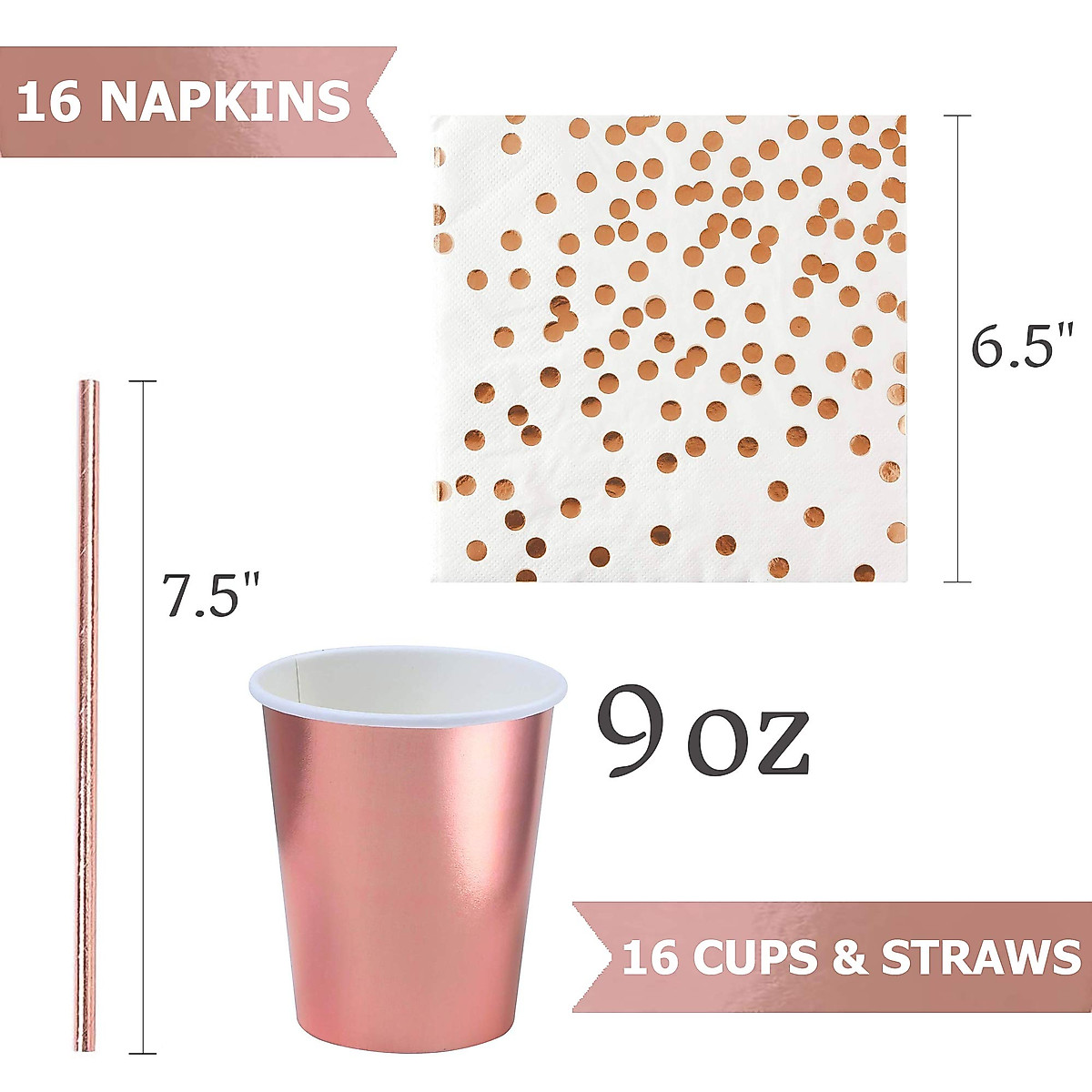 Rose Gold Party Supplies (Rose Gold Party Decorations Set with Balloons)