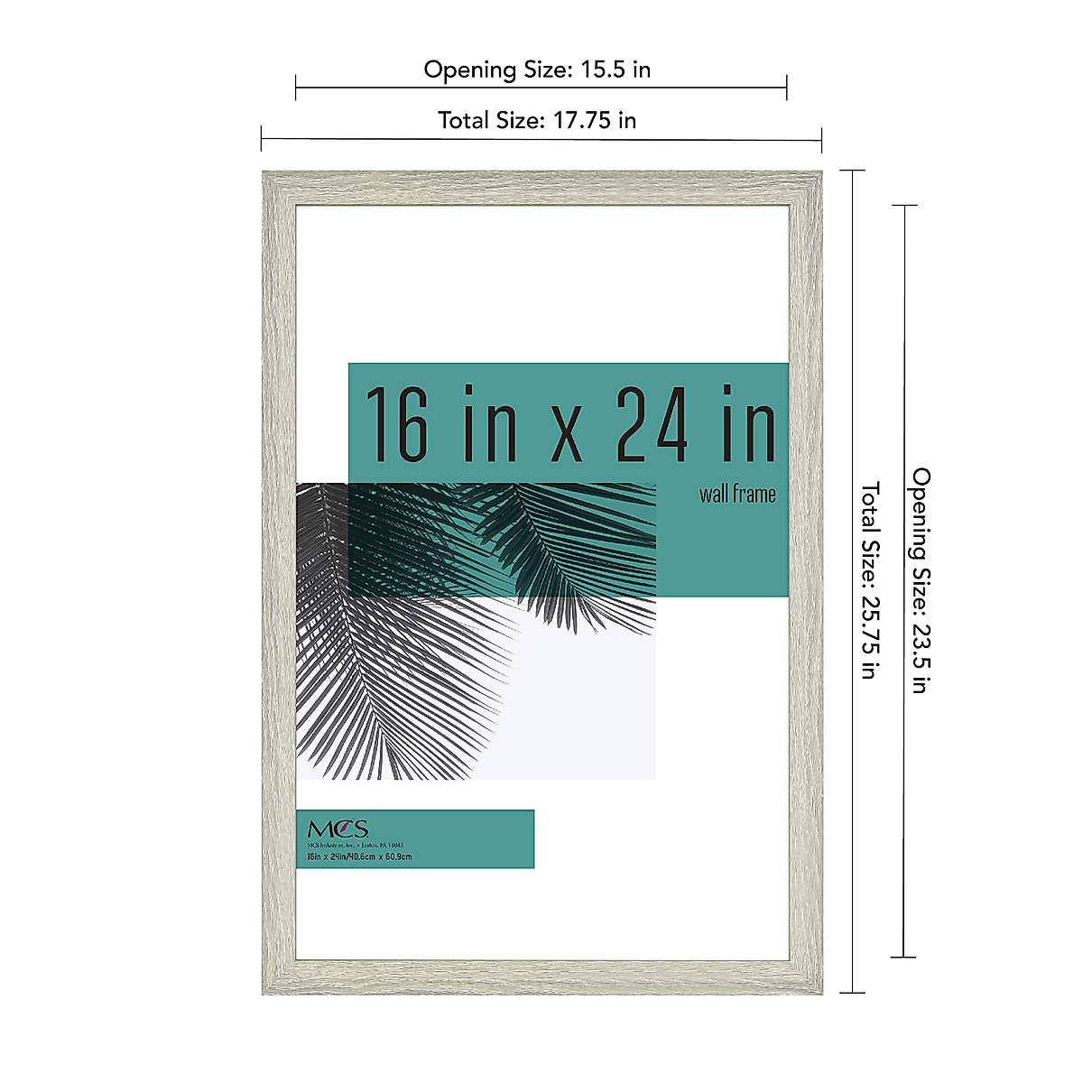 MCS Studio Gallery 16x24 Poster Frame Gray Woodgrain, Vertical & Horizontal Wall Hanging Large Picture Frame for Photos, Posters & Art Prints (2-Pack)