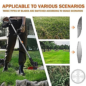 Electric Weed Wacker Battery Operated, Weed Eater Lawn Cordless String Trimmer Battery Power, Grass Cutter Machine, Adjustable Cutting Angle & Height Brush Cutter for Garden and Yard