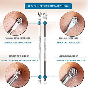 6PCS Dual Heads Blackhead Remover, Pimple Comedone Extractor, Acne Whitehead Blemish Removal Kit, Premium Stainless Steel, Risk Free for Face Skin, with Portable Box