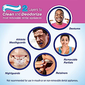 Fresh 'n Brite Denture Cleaning Paste for Dentures, Removable Partial Dentures, Retainers, Mouthguards, Nightguards, Fast Stain Removal, Pack of 3, 3.8 oz Tubes with Denture Cleaning Brush