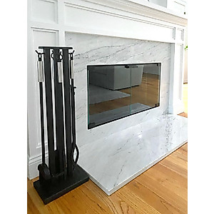 Pilgrim Home and Hearth 18039 Contemporary Fireplace Tool Set, 32" H, 22 Lb, Matte Black with Brushed Steel Handles