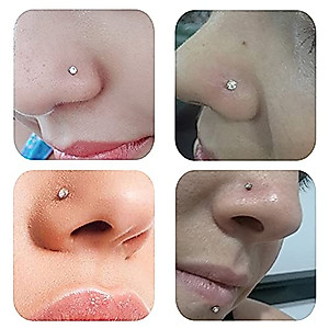 MILACOLATO 20G Nose Rings 316L Surgical Stainless Steel Nose Ring Studs L Shaped Studs Rings CZ Nose Ring Labret Nose Piercing Jewelry for Men Women