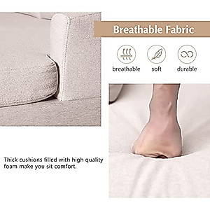 MOEO Large U-Shape Sectional Sofa, Double Extra Wide Chaise Lounge Couch, Birch Wood Legs Sponge, for Living Room Apartment, Office, Beige