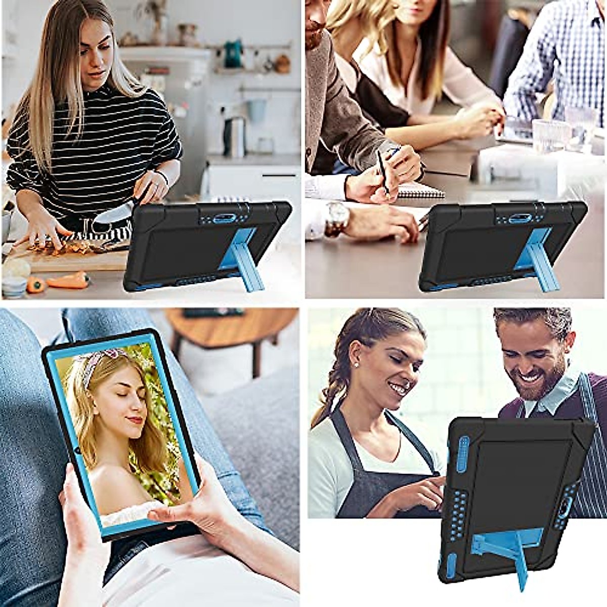 SOATUTO Case for Pritom M10 10 Inch Tablet/FANGOR F-X10/qunyiCO Y10/Voger priorpad X100/Digiland Tab Model: DL1036/Gateway 10.1 HD Tablet Case Hybrid Shockproof Kids Friendly with Stand (Black+Blue)