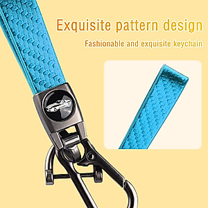 OFBAND Carbon Fiber Keychain,Heavy Duty Metal Car Keys Keychain with 360°Rotatable Lock & Anti-Lost D Ring,Keychains for Women&Man (Blue)
