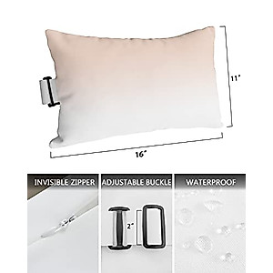 Recliner Head Pillow Ledge Loungers Chair Pillows with Insert Dreamy Peach Pink and White Gradient Lumbar Pillow with Adjustable Strap Outside Patio Decorative Garden Cushion for Bench Couch, 2 PCS
