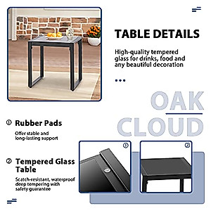 Oakmont 3 Pieces Patio Furniture Set Outdoor Wicker Conversation Set Modern Bistro Set Black Rattan Balcony Chair Sets with Coffee Table for Yard and Bistro(Navy Blue)