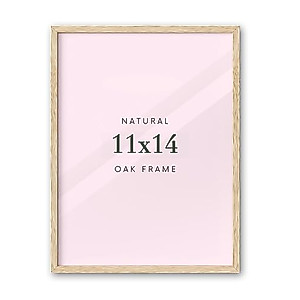 iHery 11x14 Picture Frame, 27.5x35cm Truly OAK Wood Logs Photo Frames TikTok for 11x14in Trendy Wall Art Prints Poster,Minimalistic Design Narrow Natural Beige Oak Wood Border 2Pack