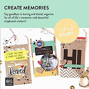 me & my BIG ideas mambiChips Chipboard Stickers - Scrapbooking Supplies - Vacation Theme - Metallic Glitter & Multi-Color - Great for Projects, Scrapbooks & Albums - 4 Sheets, 65 Stickers Total