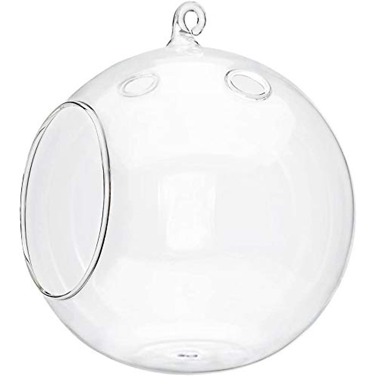 Mkono 6-Inch Hanging Glass Planter Round Air Plant Terrarium Decorations for Succulent, Tillandsia, Candle Holder, 2 Packs